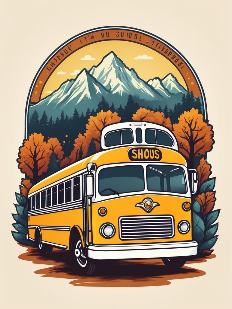 Premium Free ai Images | vector classic school bus with hand drawn ...