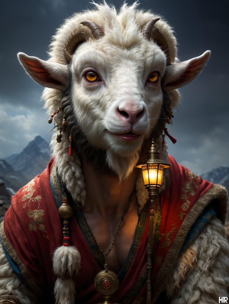 Premium Free ai Images | faun lamp furry fur skin goat eyes sheep lips ...