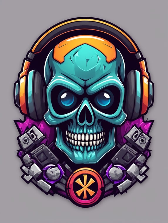 Premium Free ai Images | skull gamers mascot logo gaming bright colors ...