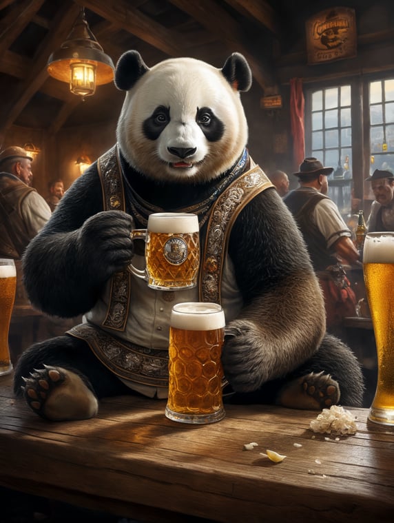 Premium Free ai Images | panda bear drinking beer at oktoberfest