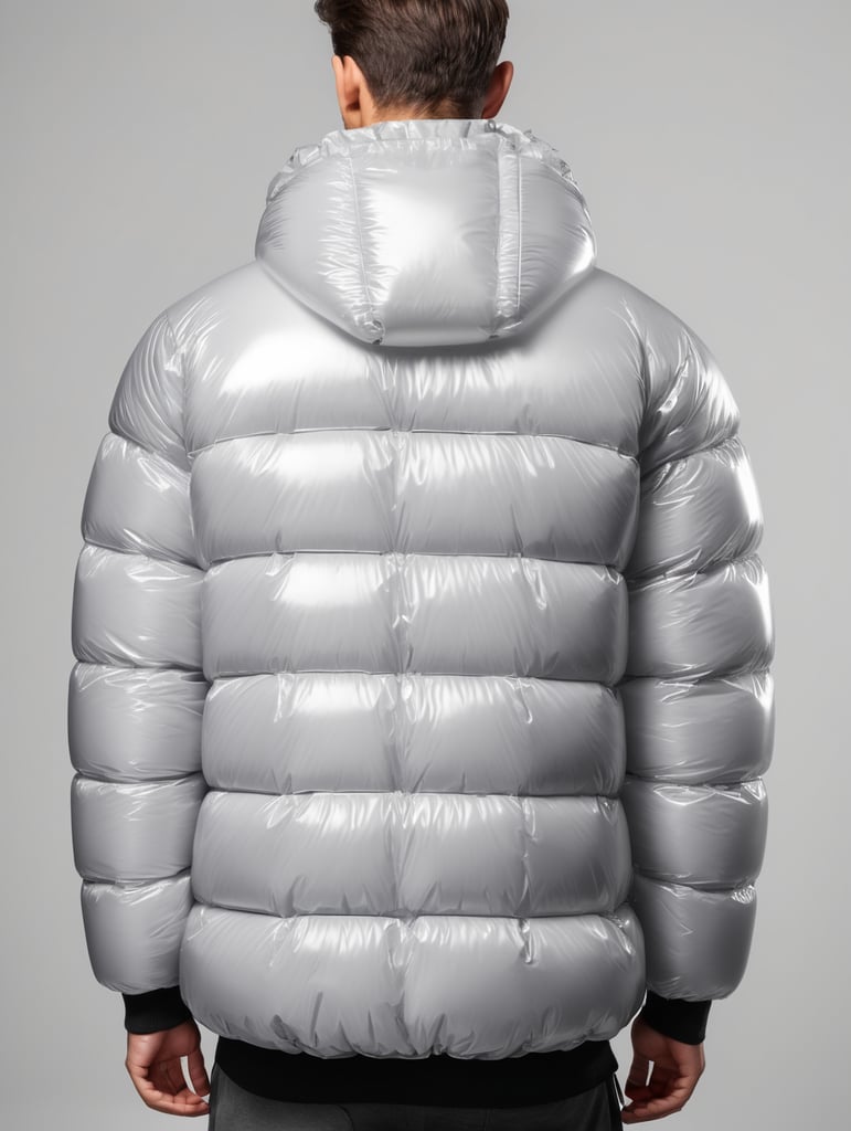 Premium Free ai Images | inflatable white minimalist mans puffer jacket ...