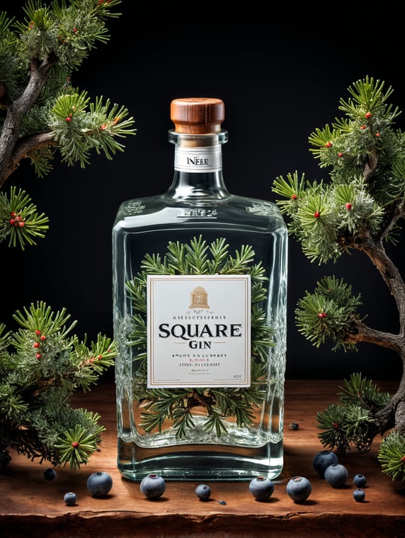 Premium Free ai Images | professional photography of square gin bottle ...