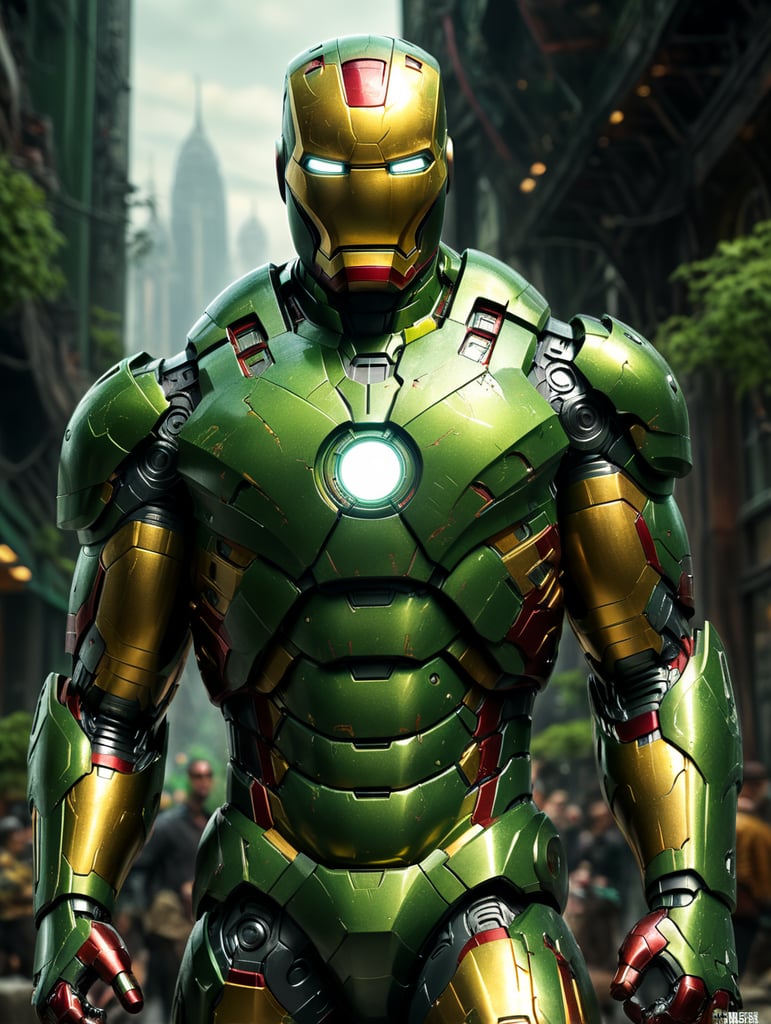 Premium Free ai Images | iron man in green colour