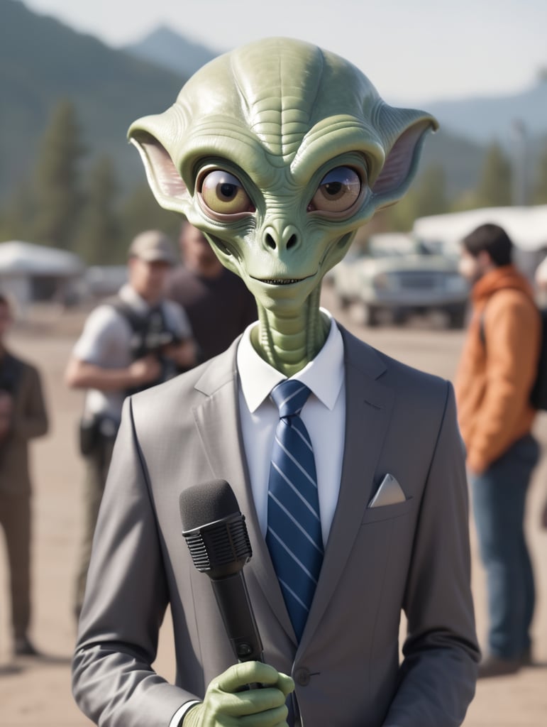 Premium Free ai Images | funny looking alien news reporter thats ...