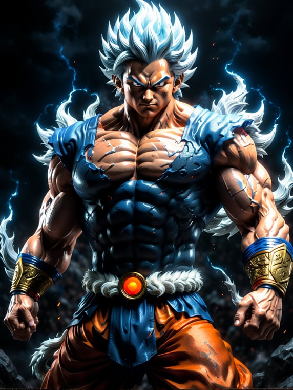 Premium Free ai Images | goku in mastered ultra instinct form standing ...