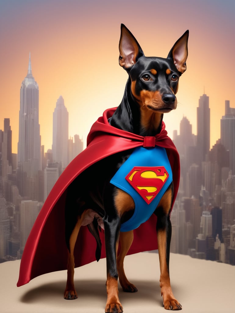 Premium Free ai Images | crie um super cachorro pinscher com capa de ...