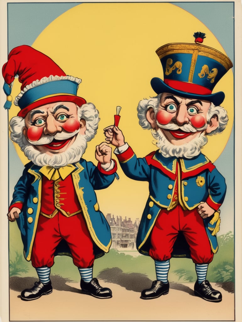 Premium Free ai Images | illustration of punch and judy puppets in the ...