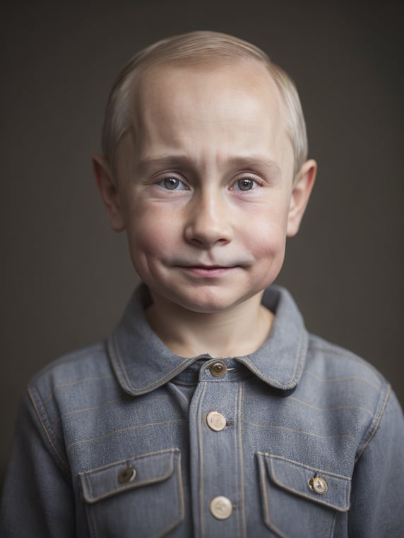 Premium Free ai Images | portrait of vladimir putin as kid happy