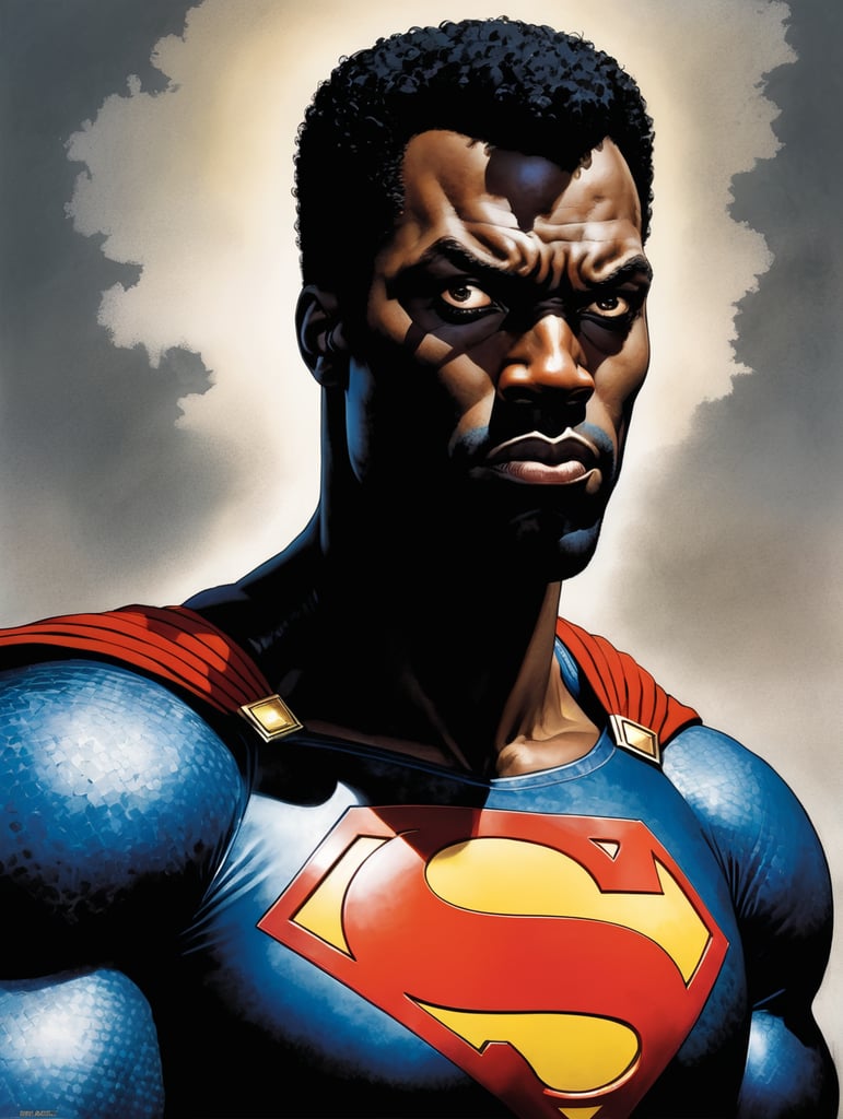 Premium Free ai Images | black superman hero portrait comics marvel ...