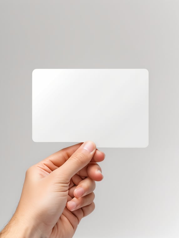 Premium Free ai Images | hand holding white gift card mockup clear ...
