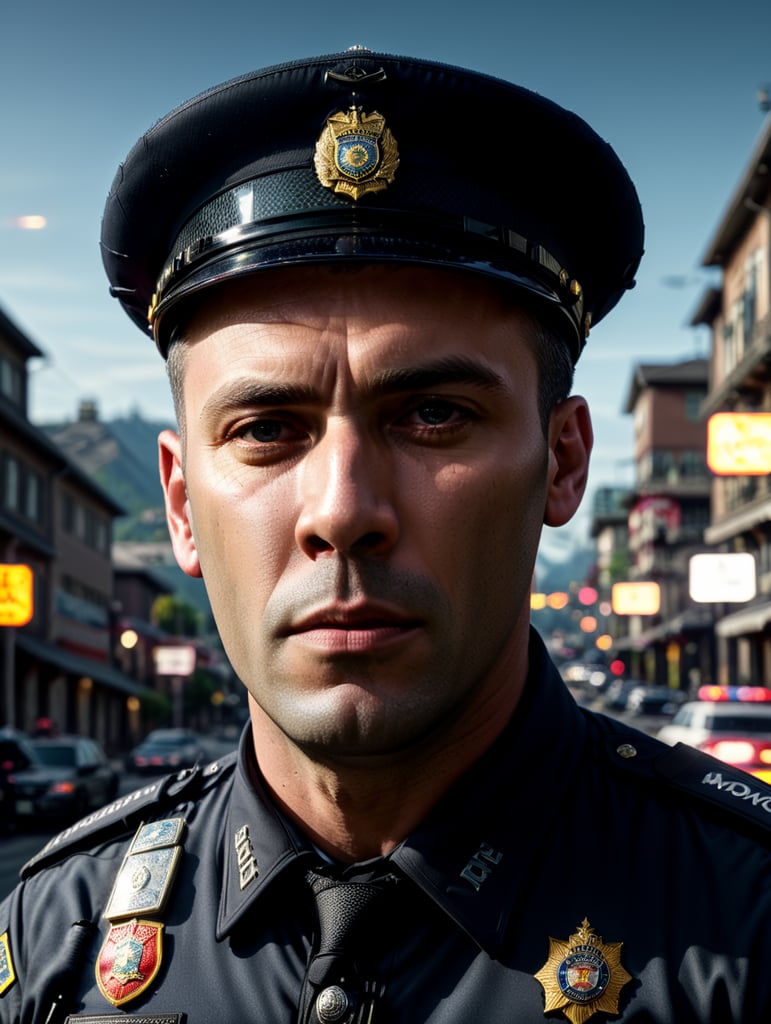 Premium Free ai Images | epic portrait of police officer city crime ...