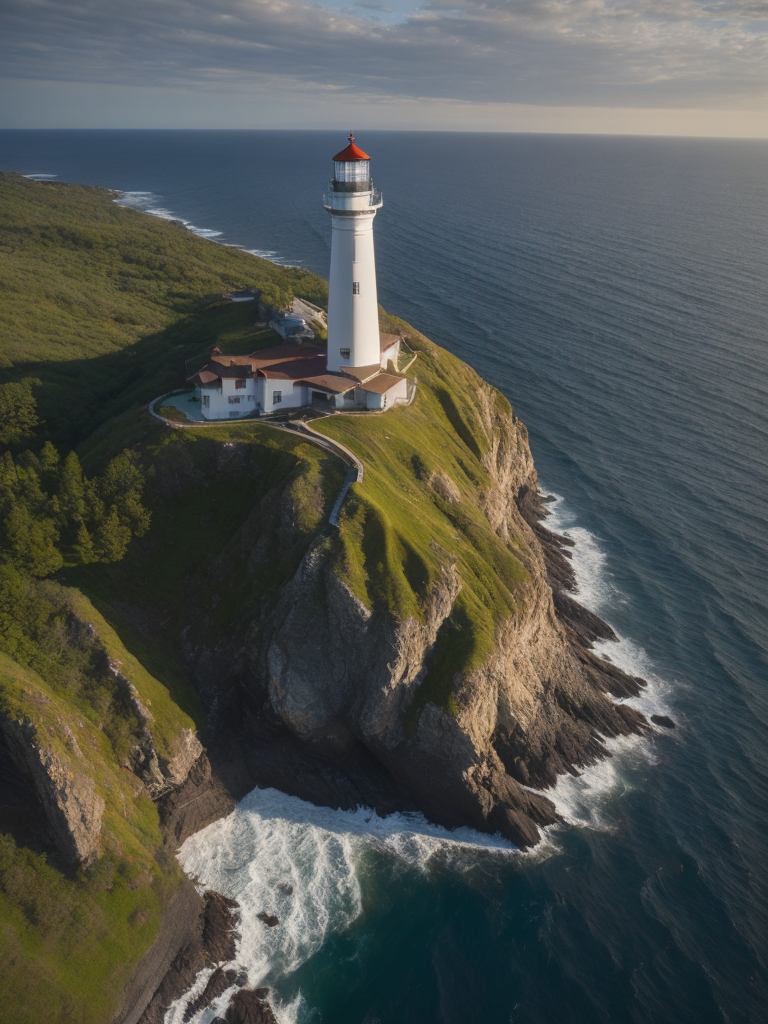 Lumenor AI Image Generation - drone photography aerial view lighthouse ...