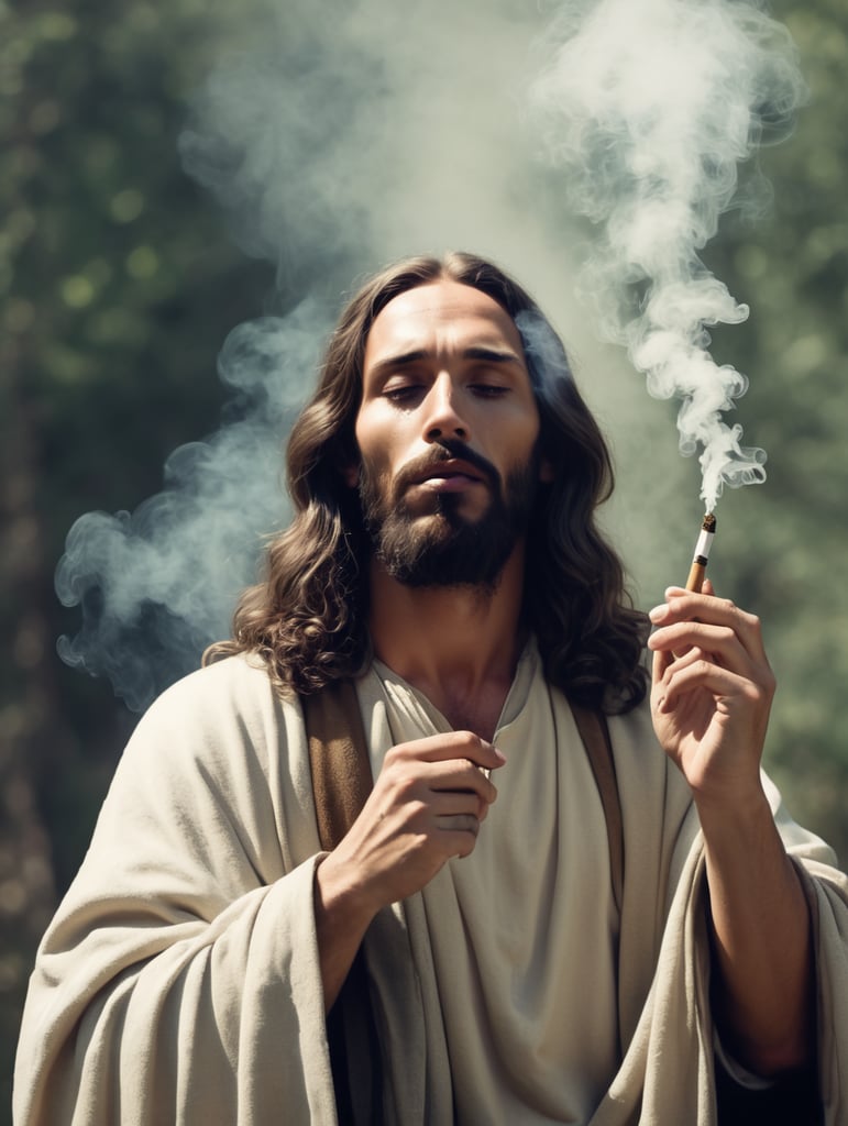 Premium Free ai Images | jesus smoking weed