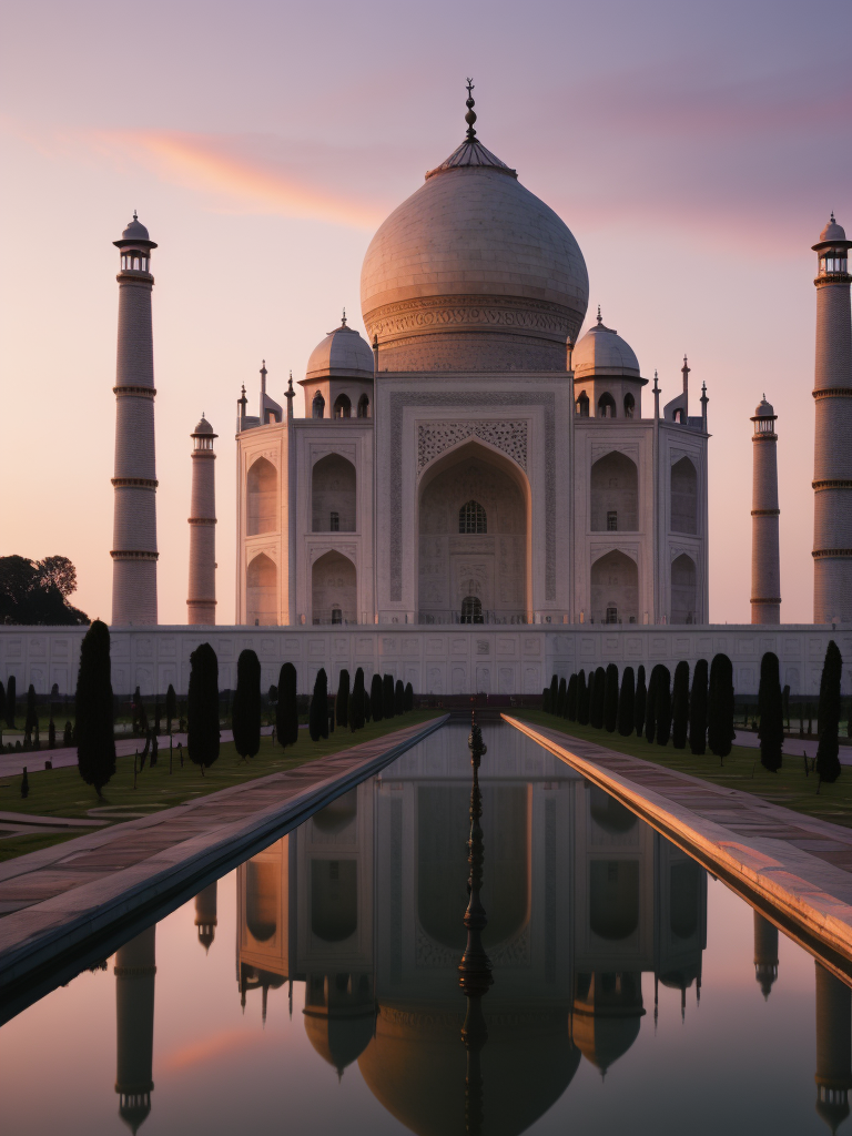 Lumenor AI Image Generation - taj mahal pink purple sunset
