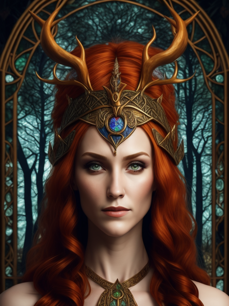 Lumenor AI Image Generation - stained glass effect celtic pagan red ...