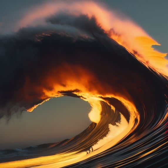 Premium Free ai Images | fire on wave