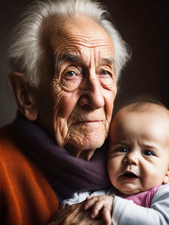 Premium Free ai Images | year old old man holding baby in his arms cute ...