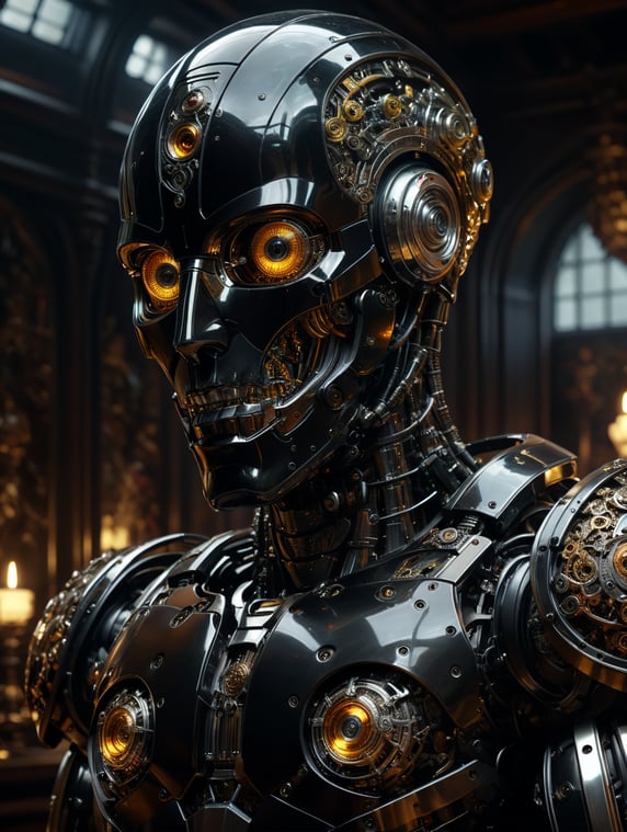 Premium Free ai Images | glass robot internal life caravaggio