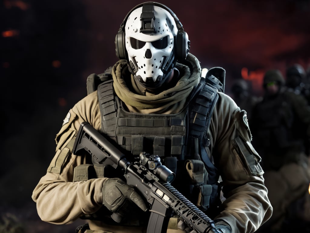 Premium Free ai Images | call of duty simon ghost riley faces dressed ...