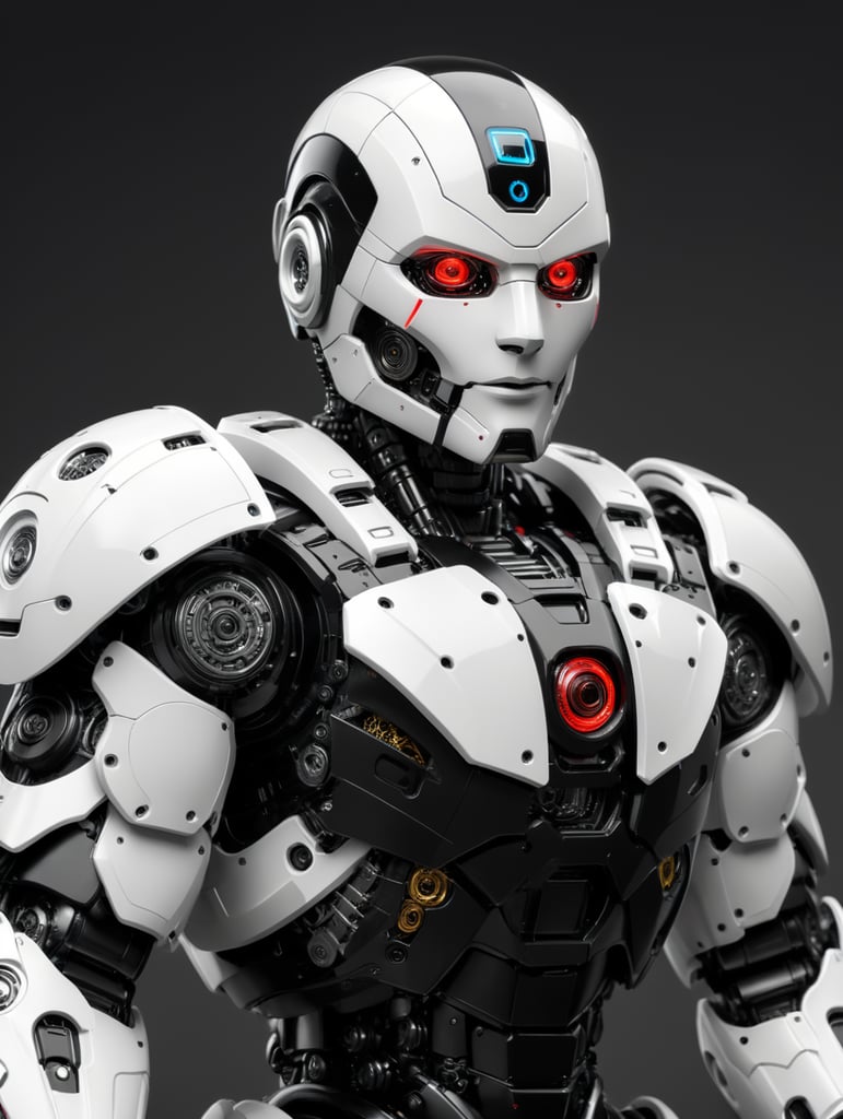 Premium Free ai Images | toy humanoid robot black and white colors ...
