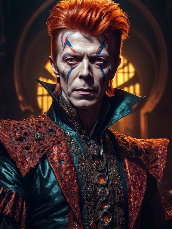 Premium Free ai Images | david bowie as an evil character wearing ...