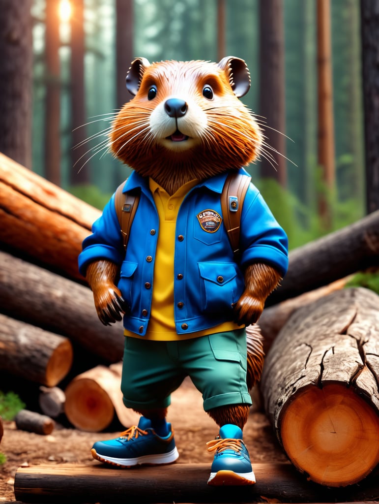 Premium Free ai Images | extremely realistic beaver in work clothes in ...