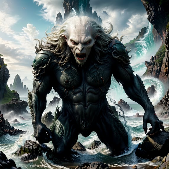 Premium Free ai Images | wrinkled long haired white colour eldritch ...