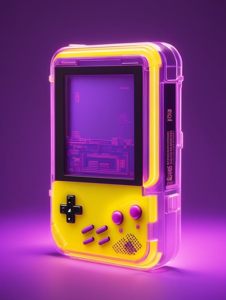 Premium Free ai Images | render retro tiny cute yellow game boy ...