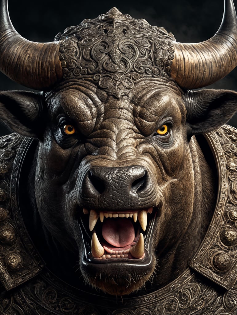 Premium Free ai Images | portrait of an ancient fighting bull with ...
