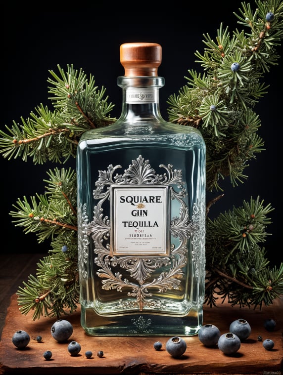 Premium Free ai Images | professional photography of square gin bottle ...