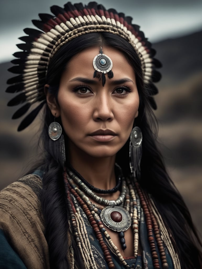 Premium Free ai Images | portrait old western native american daughter ...
