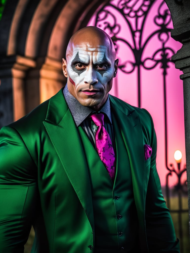 Premium Free ai Images | portrait of dwayne johnson in joker costume ...