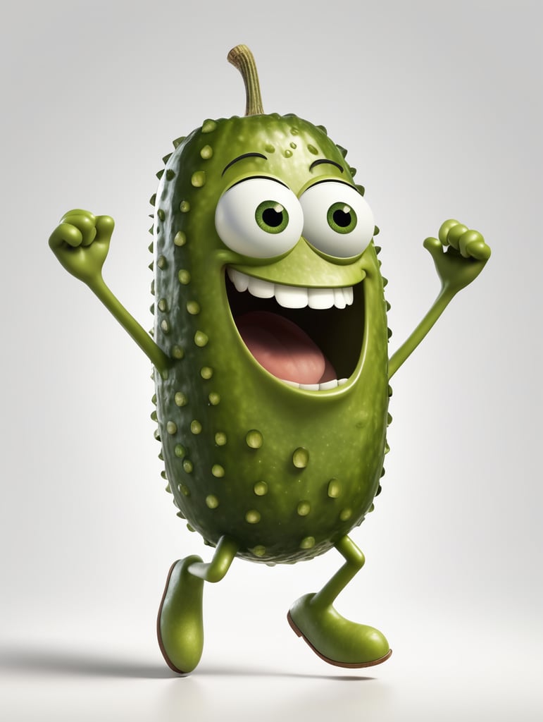 Premium Free ai Images | realistic happy pickle dancing white ...