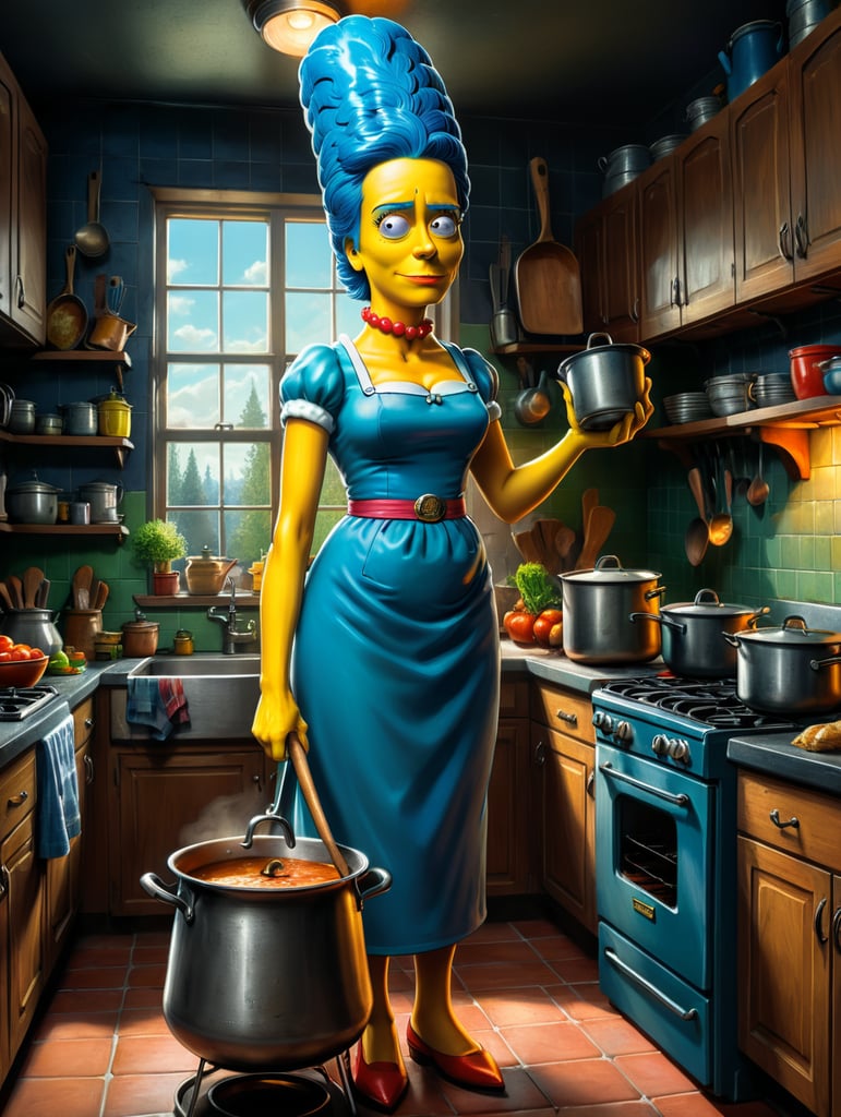 Premium Free ai Images | marge simpson drawn by matt groening standing ...