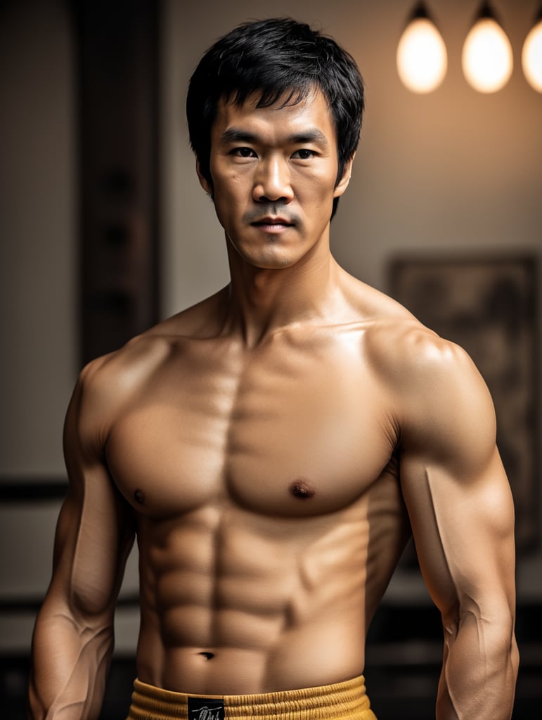 Premium Free ai Images | bruce lee standing looking at camera
