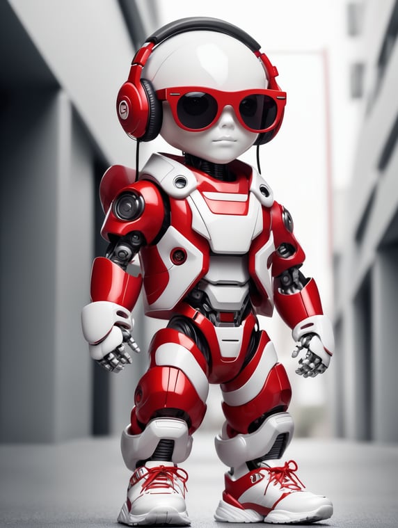 Premium Free ai Images | red and white cute style robot wearing stylish ...