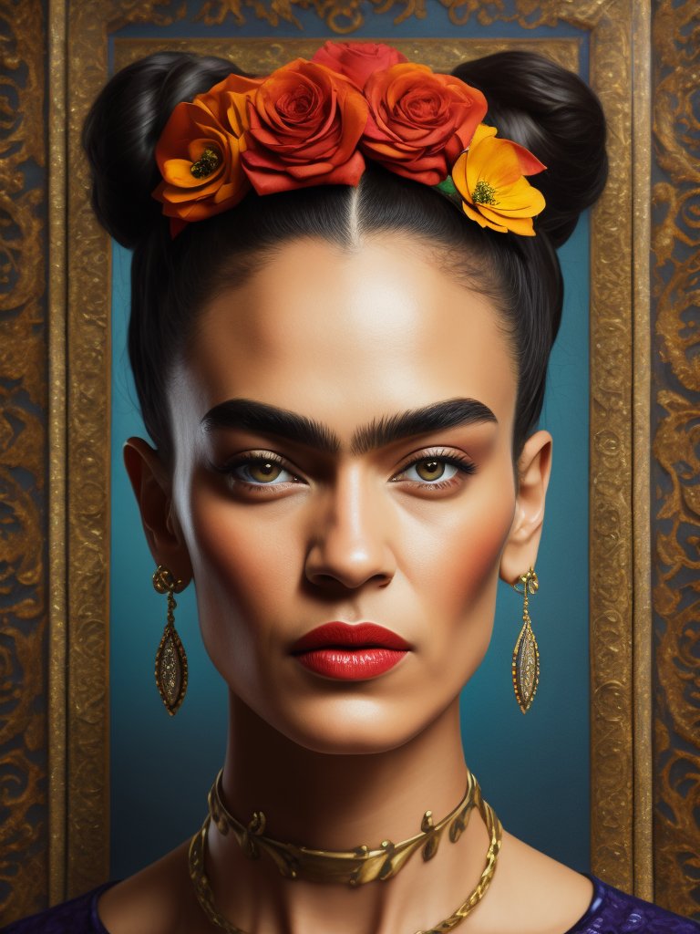 Premium Free ai Images | portrait of frida kahlo bright and saturated ...
