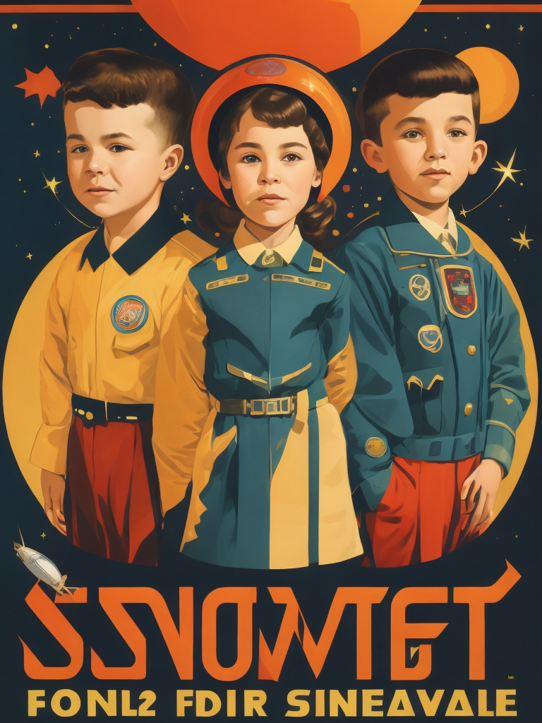 Premium Free ai Images | soviet propaganda poster three kids dream ...