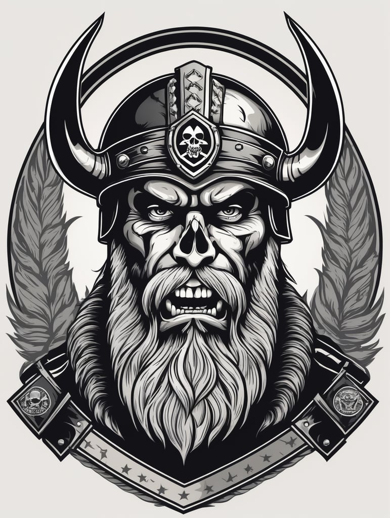 Premium Free ai Images | aggressive viking with beard skull military ...