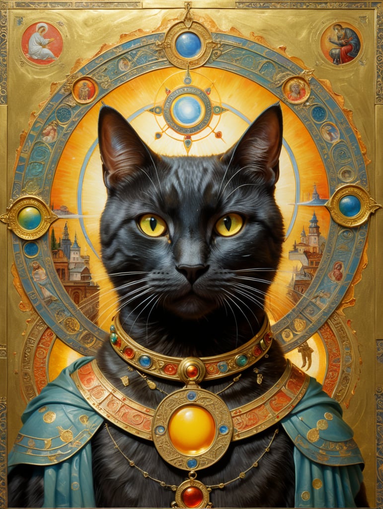 Premium Free ai Images | byzantine icon of cat with halo gold gilded ...