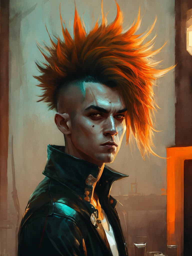 Lumenor AI Image Generation - portrait of punk rocker in bar