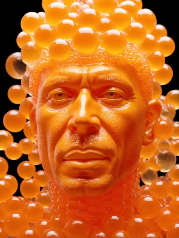 Premium Free ai Images | portrait of translucent orange man made from ...