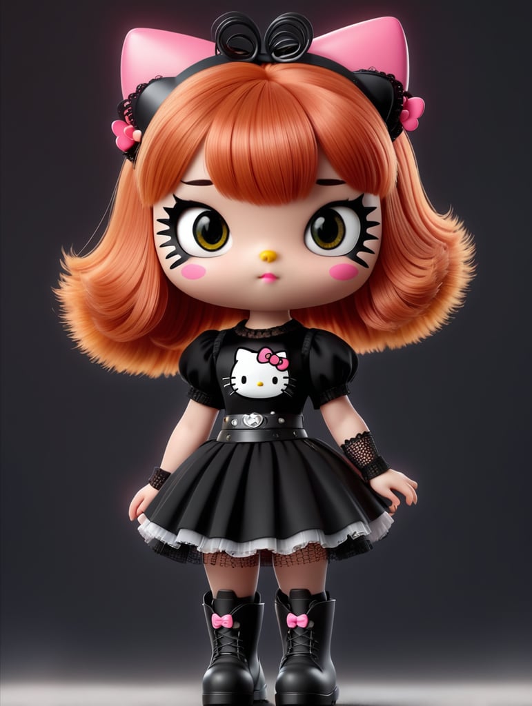 Premium Free ai Images | hello kitty with half black half ginger hair ...