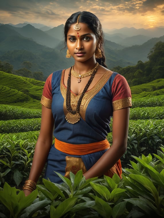 Premium Free ai Images | portrait of young dusky and beautiful girl tea ...