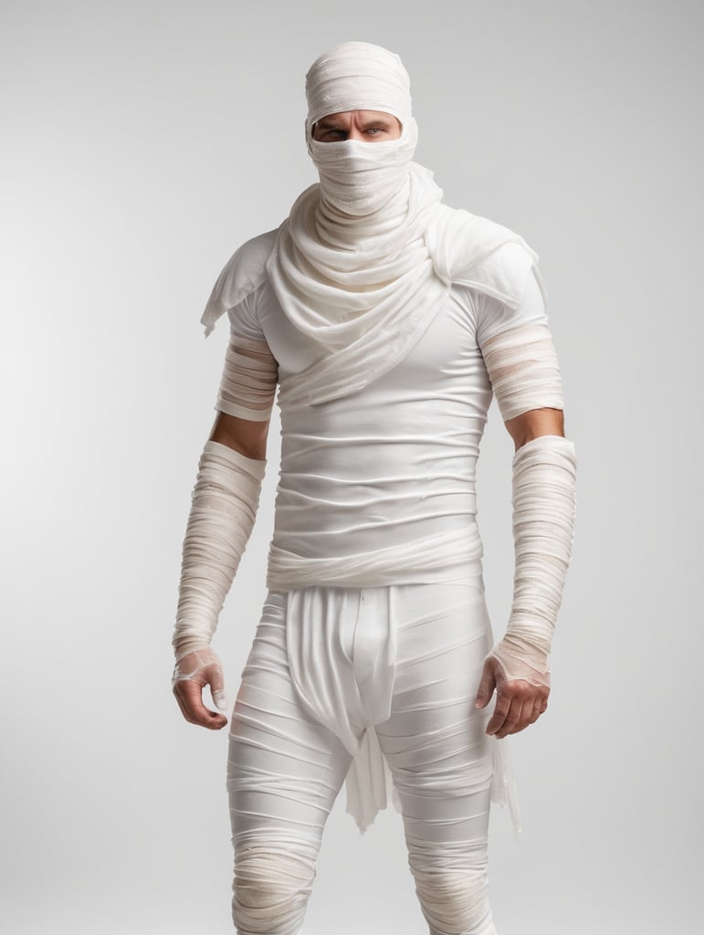 Premium Free ai Images | photograph of man covered in bandages with ...