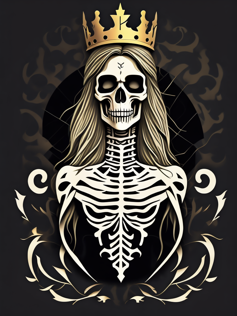 Lumenor AI Image Generation - vector art of queen skeleton tattoo