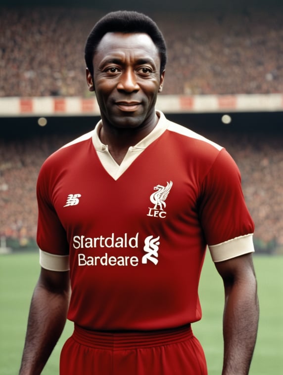 Premium Free ai Images | pele wearing an liverpool football kit