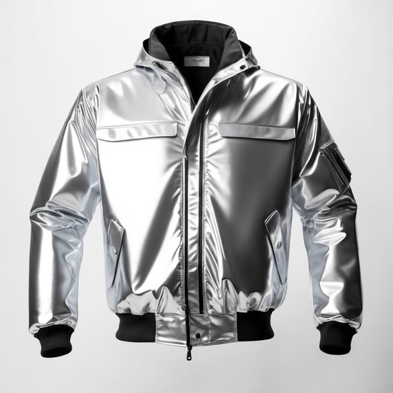 Premium Free ai Images | realistic photo of chrome shiny jacket ...