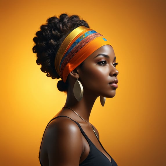 Premium Free ai Images | side profile portrait of black woman headband ...