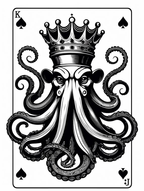 Premium Free ai Images | king octopus of clubs playing card face card ...